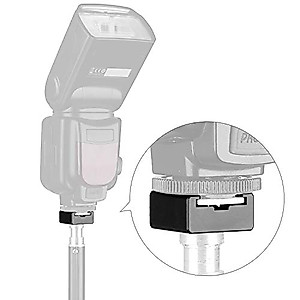 Updated Anwenk Flash Cold Shoe Mount Adapter Flash Shoe Mount Flash Stand Adapter with 1/4"-20 Tripod Screw Thread for Camera Flash Nikon Canon Olympus Panasonic Speedlite Flash, 2Pack