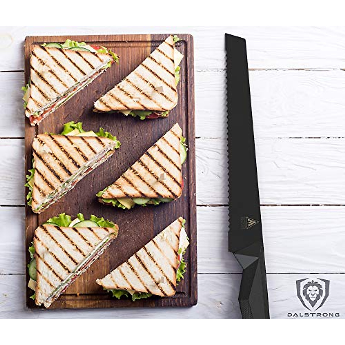 Dalstrong Serrated Bread Knife - 9 inch - Shadow Black Series - Black Titanium Nitride Coated - High Carbon - 7CR17MOV-X Vacuum Treated Steel - Bread Slicer Cutter - Slicing - Sheath - NSF Certified