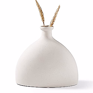 INGLENIX Grey White Ceramic Vase Nordic Minimalism Style Decoration for Centerpieces, Kitchen, Office or Living Room, WhiteSmoke Modern Geometric Decorative Vases for Home Decor (INS-C)