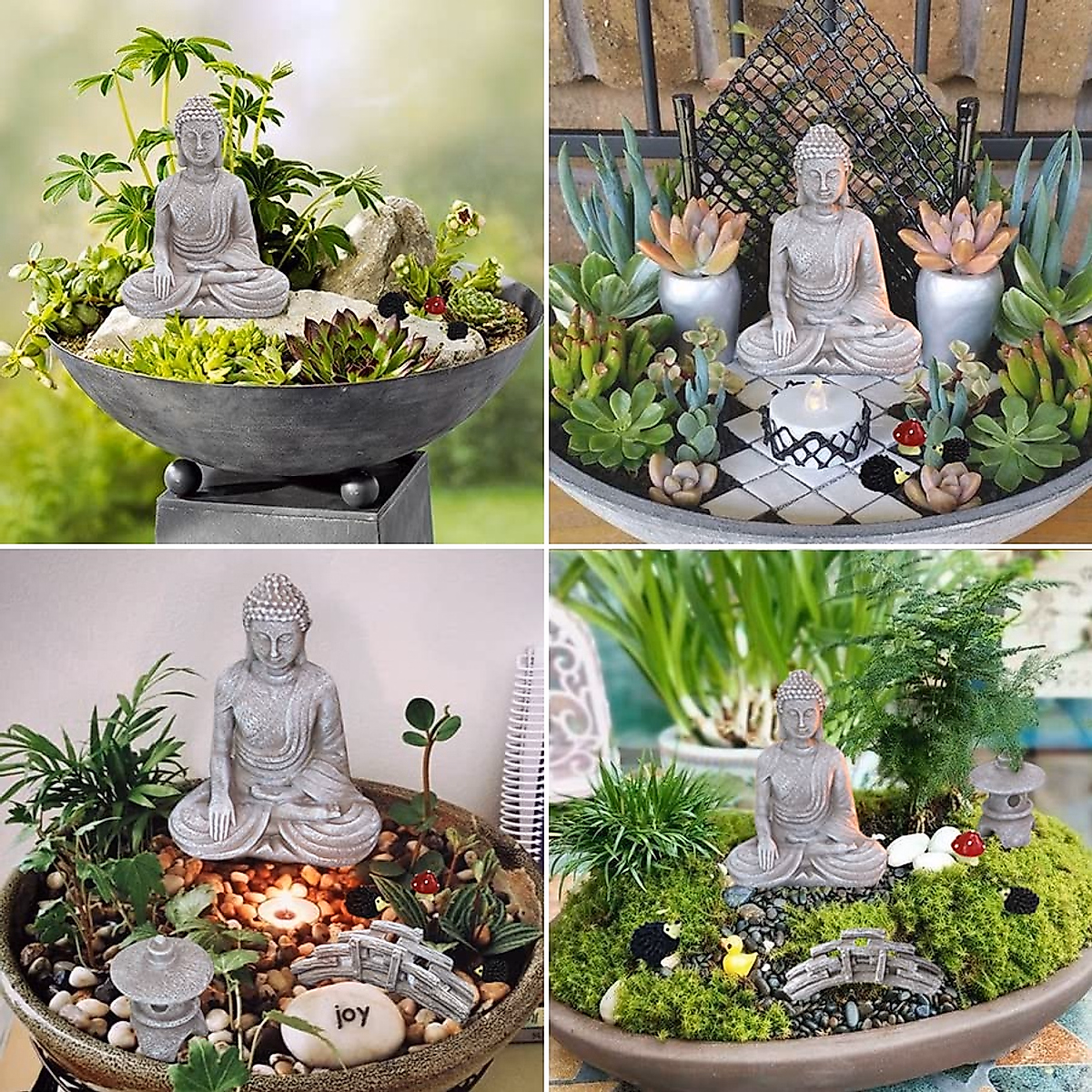 Meditation Buddha Zen Garden Accessories - Miniature Buddha Garden Decoration DIY Tabletop Rock Sand Garden Ornaments Micro Landscape Fairy Garden Terrarium Decor Zen Gifts Indoor Outdoor Decor