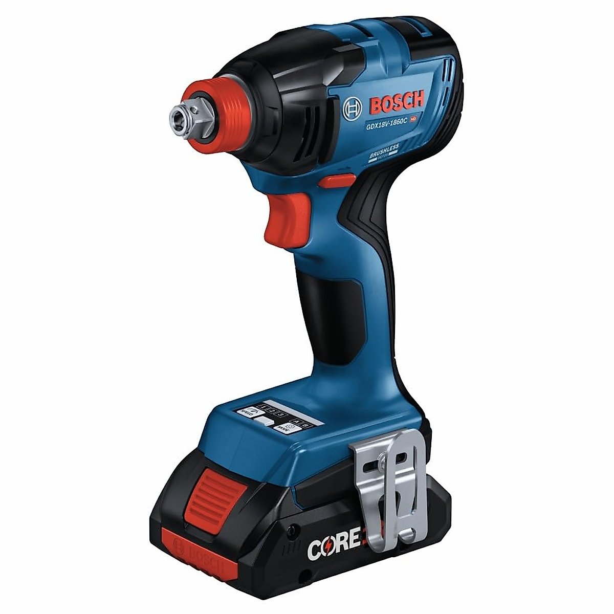 BOSCH GDX18V-1860CB15 18V Connected-Ready Two-In-One 1/4 In. and 1/2 In. Bit/Socket Impact Driver/Wrench Kit with (1) CORE18V 4 Ah Advanced Power Battery