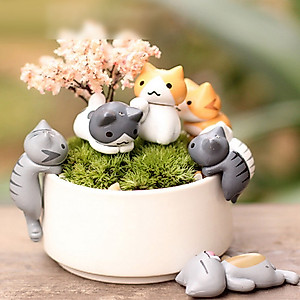 Mini Cute Cats Miniature Garden Micro Kitty Landscape Ornament Decorations Home Succulent Bonsai Plant Pots Craft Decor (Random Style)