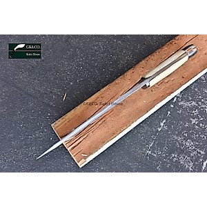GK&CO. Kukri House Authentic Kukri/khukuri-9 Inch Bahadur Hunter Knife-Carbon Steel Made White Bone Full Tang Handle White Leather Sheath (14" Overall Length)- Handmade from Nepal