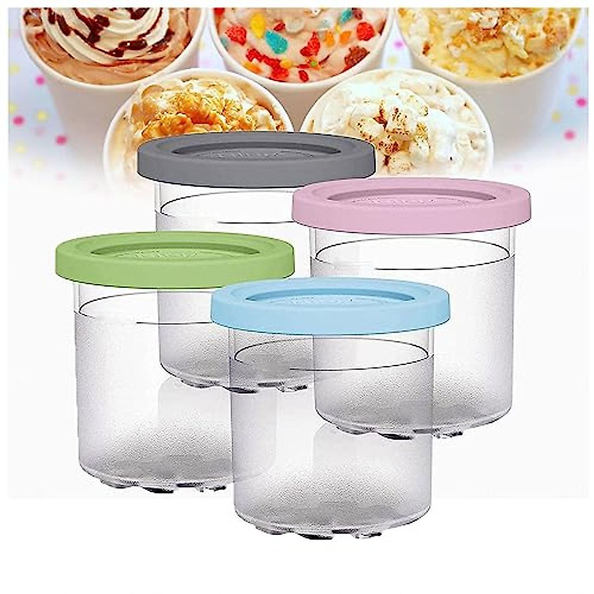 REMYS Creami Deluxe Pints, for Ninja Creami Ice Cream Maker,16 OZ Ice Cream Pint Containers Bpa-Free,Dishwasher Safe Compatible NC301 NC300 NC299AMZ Series Ice Cream Maker