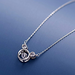 SLUYNZ 925 Sterling Silver Sparkling CZ Mouse Pendant Necklace for Women Teens Lovely Mouse Necklace Birthday Gifts