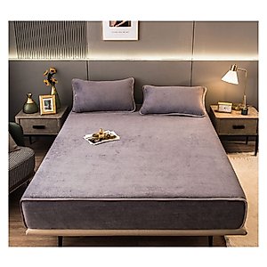 GXFWJD 100% Polyester Super Warm Twin Fitted Sheet with Elastic All Around ，Extra Deep Pocket，King Fitted Sheets for Mattress from 2 Up to 11 (Color : D, Size : 180cmx220cm)