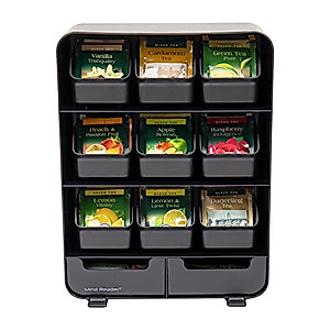 Mind Reader 9 Removable Drawers Tea Bag holder and Condiment Organizer, Black