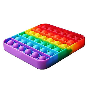 Push Pop Bubble Fidget Sensory Toy - for Autism, Stress, Anxiety - Kids and Adults (Rainbow Square)