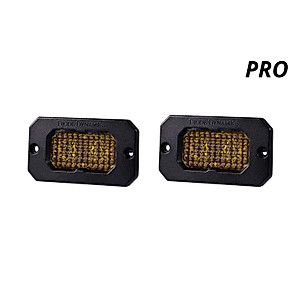 Diode Dynamics Stage Series 2in SAE Yellow Pro Flush Mount LED Pod (pair), Combo w/Amber Backlight