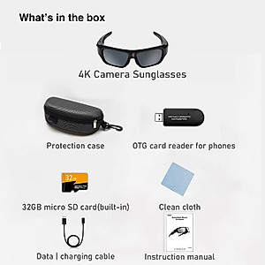 Video Camera Glasses Sports Sunglasses 4K Video 32GB Memory Inside Polarized UV 400 Lens Tech Gadgets for Men