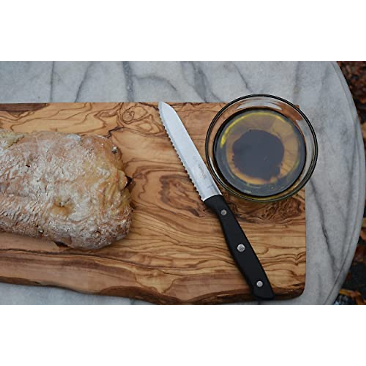 THE LIVE EDGE - Olive Wood Long Charcuterie Board | Rustic Large Wooden Cutting Board for Kitchen | Cheese and Bread Cutting Wood Board | Handmade Cutting Board for Meat | 16"L x 6.75"W x 0.75"Th