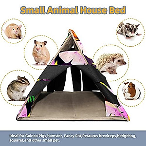 Y-DSIWX Guinea Pig Hideout Cozy Hamster House Cave for Bunny Chinchilla Hedgehog Small Animal Colorful Tropical Leaf