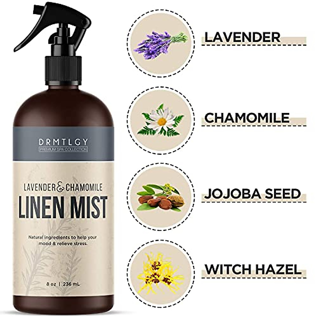 DRMTLGY Natural Green Tea Linen and Room Spray. Pure Essential Oils for a Pillow Spray, Linen Mist, and Fabric Spray. Aromatherapy Spray for Relaxation and Sleep