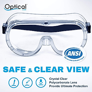 Safety Goggles | FDA Registered | Anti-Fog Design | Fits Over Glasses | Scratch Resistant | Medical Goggles | Lab Goggles | Science, Biology, Chemistry, Work, Nurse
