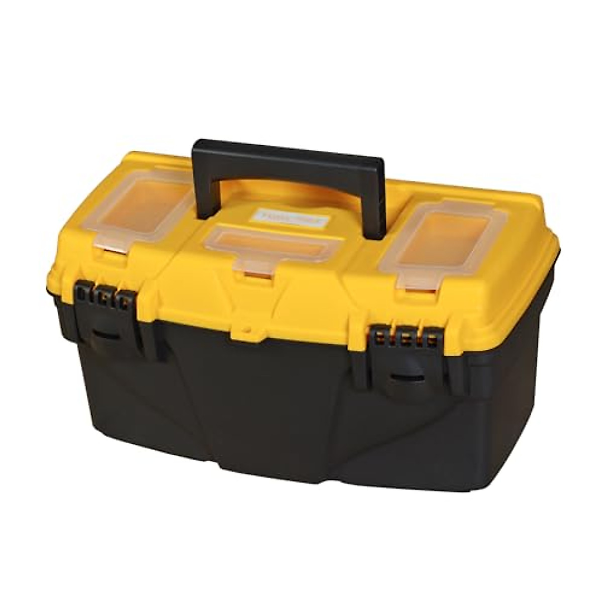 Torin 15.5" Plastic Storage Tool Box with Removable Tray,Small Toolbox Organizer With Screw Box, Black/Yellow ATRJH-3015T