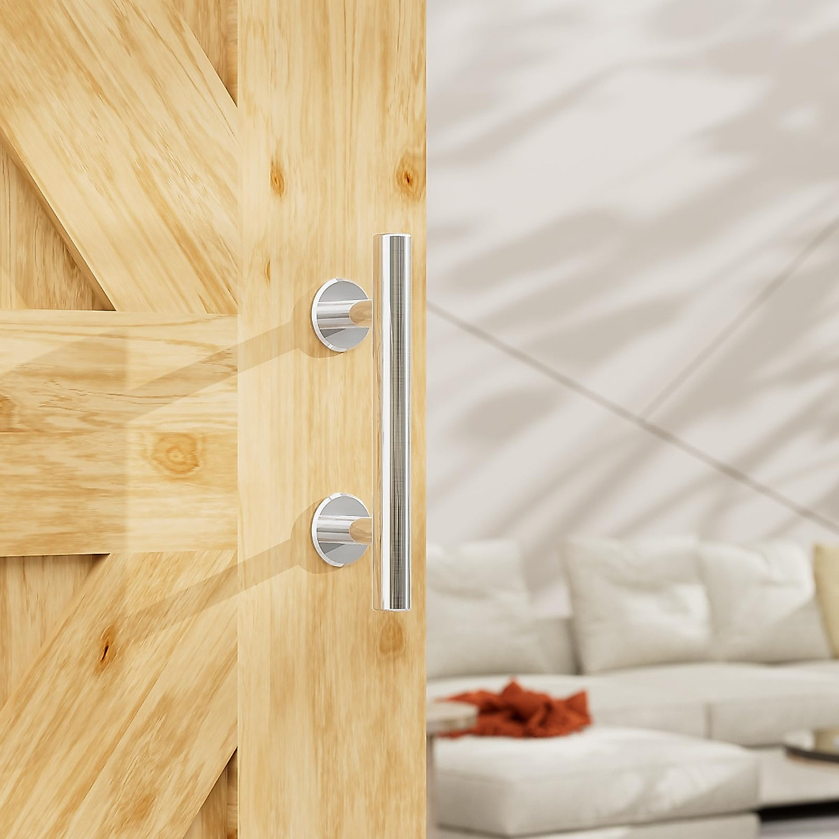 CCJH 9.5" Stainless Steel Sliding Barn Door Handles Pull Flush Hardware Set,Double Side for Gates Garages Sheds Furniture