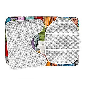 Wondertify Funny Cats Family Bathroom Antiskid Pad Cute Animal Crowd Fun Grace Joy Lazy Love 3 Pieces Bathroom Rugs Set, Bath Mat+Contour+Toilet Lid Cover