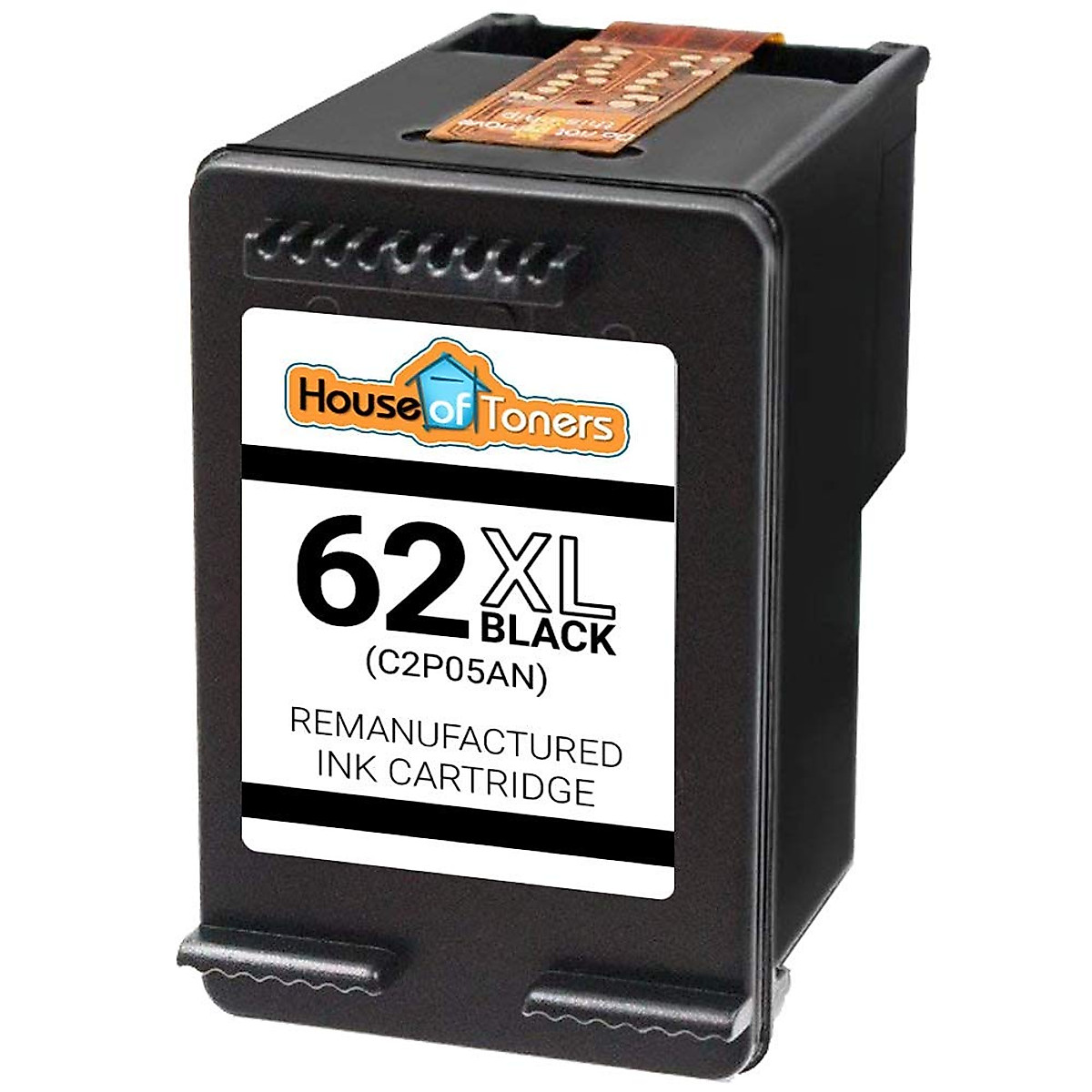 Houseoftoners Remanufactured HP 62XL Ink Cartridges High Yield Replacement for HP 62XL Envy 5540 5640 5660 7644 7645 OfficeJet 5740 5742 8040 8045 (Black, 1-Pack)