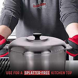 Cajun 14 Quart Stock Pot with Lid - Oven Safe Aluminum Soup Pot - Nickel-Free Large Pot with Steamer