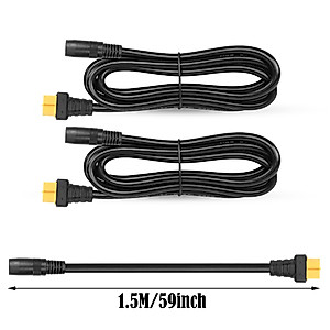 GINTOOYUN 2 PCS DC8020 to XT60 Power Cable 14AWG DC8mmx2.0mm Female to XT60 Female Power Cord for Solar Panel, Portable Charging Station,etc(59Inch)