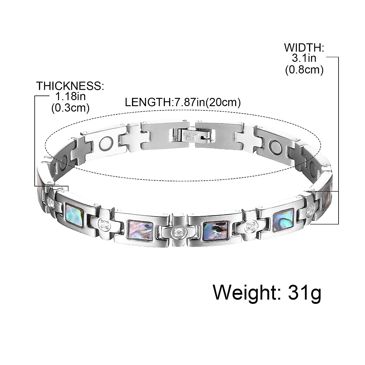 BioMag Magnetic Bracelet for Women for Pain Relief Titanium Steel Magnetic Therapy Bracelet Adjustable Bracelet with Sizing Tool Magnetic