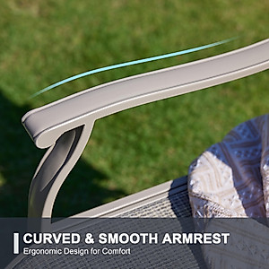 VICLLAX Patio Swivel Dining Chairs Outdoor Chairs with Armrest, Textilene Fabric Outdoor Patio Chair Set of 2, Sandshell Frame