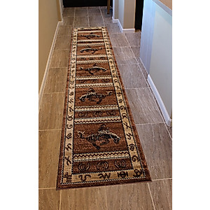 Western Area Rug Design 370 Lodge Brown (2 Feet 4 Inch X 10 Feet 9 Inch) Runner
