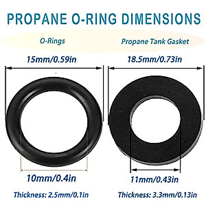 VkerQerd 30Pcs Propane Tank Gasket & O-Rings with 1Roll PTFE Thread Seal Tapes, 0.59in Propane O-Ring Adapter & 0.73 Inch Propane Pipe Hose Seal Rings Gasket for Propane Tank Cylinder POL Connector