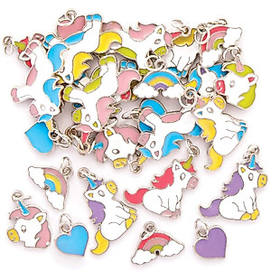Baker Ross FE260 Unicorn Bracelet Charms - Pack of 30, Perfect for Kids Jewelry Making Activities, Bracelets, Necklaces, Bead Art Activities or Party Crafting
