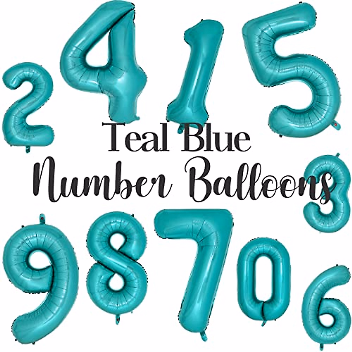Teal Number 7 Balloons 40 Inch Large Turquoise Blue Foil Balloons for Womens Teal Birthday Decorations Little Mermaid 7th Birthday Party Aqua Number Balloon 7