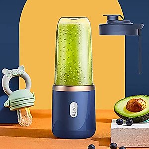 Portable Blender Travel Juicer Cup with Cup Lid & 6 Blades, 400ml Electric Smoothie Blender Maker, USB Rechargeable for Outdoors/home/office/sports/gift