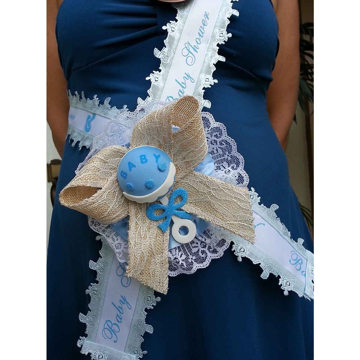 DALIYREPAL Liphontcta Mom to Be It's a Boy Sash Blue with Rattle, Ribbon