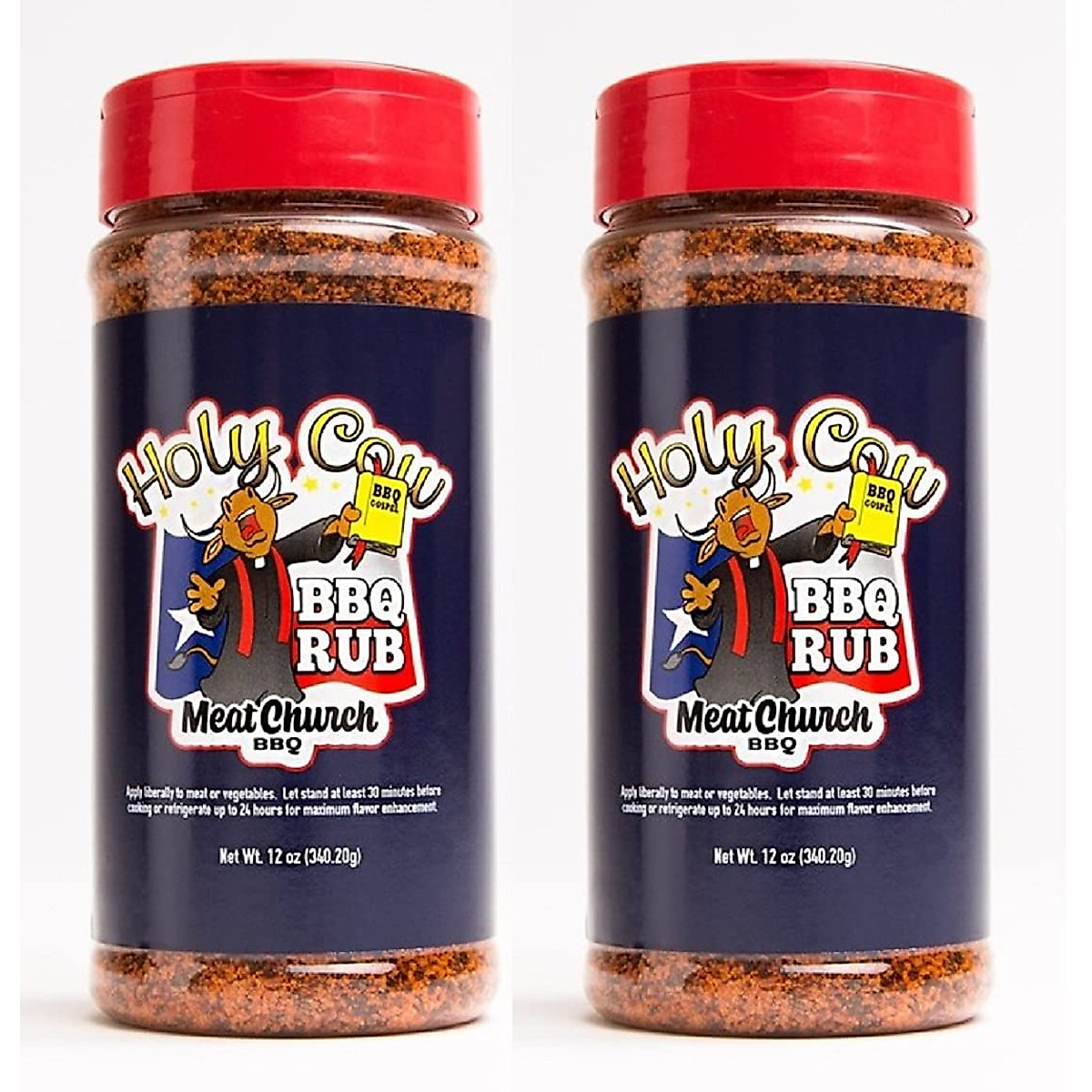Meat Church BBQ Rub Combo: Two Bottles of Holy Cow (12 oz) BBQ Rub and Seasoning for Meat and Vegetables, Gluten Free, Total of 24 Ounces