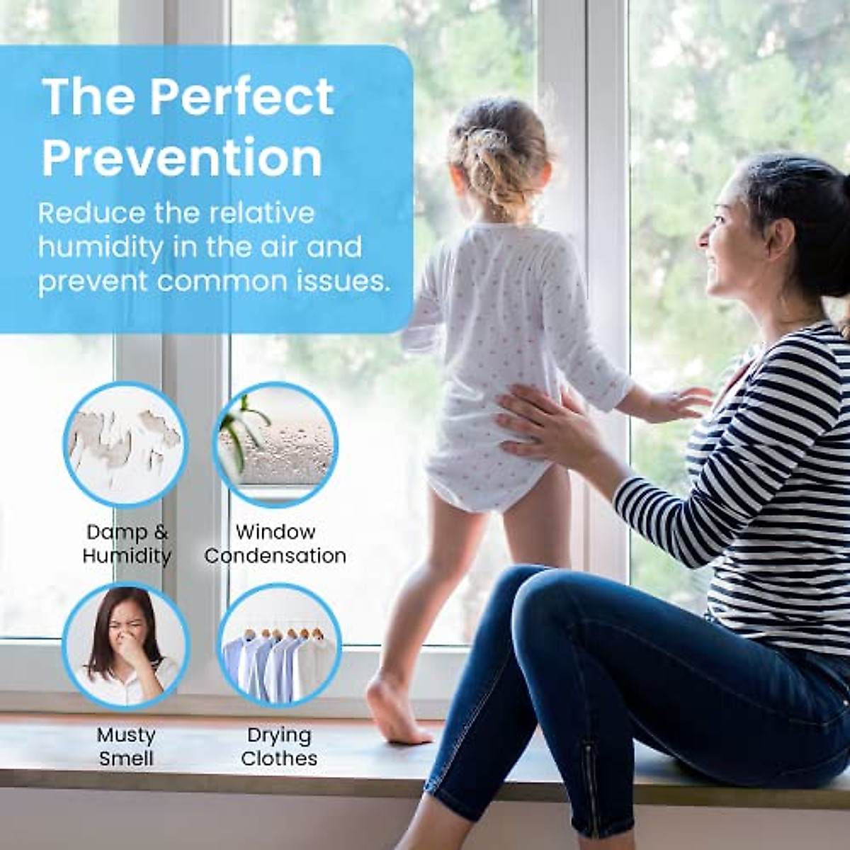 Pro Breeze Electric Mini Dehumidifier, 2200 Cubic Feet (250 sq ft), Compact and Portable for High Humidity in Home, Kitchen, Bedroom, Basement, Caravan, Office, Garage