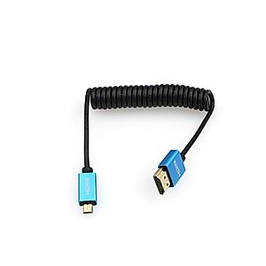 ZBLZGP 8K HDMI to HDMI 2.1 Coiled Cable High Speed Male for PS4 PS5 RTX 3080 eARC HDR Video Cable PC Laptop TV Box (Micro HDMI to HDMI)