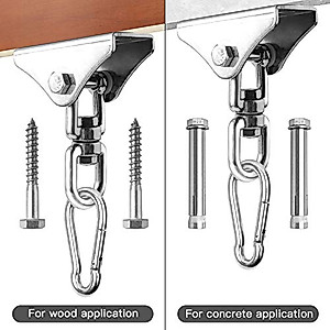 EXCELFU Hammock Hanging Kit, 1000 lb Capacity Heavy Duty 360° Rotate Swing Hangers Suspension Hooks for Swing, Chair, Yoga, Multiple Indoor Outdoor Gym