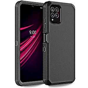 Anloes 3-in-1 Heavy Duty Shockproof Case for T-Mobile Revvl 6 Pro 5G - Rugged Bumper, Dustproof Protection (Black)