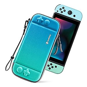 tomtoc Switch Case for Nintendo Switch, Slim Switch Sleeve with 10 Game Cartridges, Protective Switch Carry Case for Travel, with Original Patent and Military Level Protection, Twisted Blue