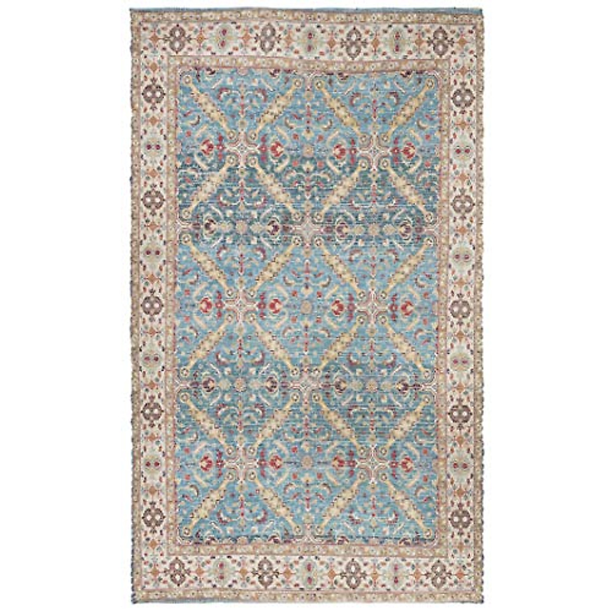SAFAVIEH Saffron Collection 3' x 5' Navy / Cream SFN514N Handmade Boho Chic Distressed Cotton Area Rug