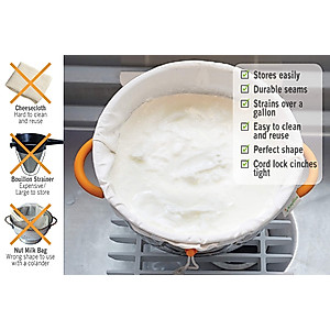 Kleynhuis Greek Yogurt Strainer Pouch, Organic Cotton (16"X9") / Reusable Cheesecloth Alternative
