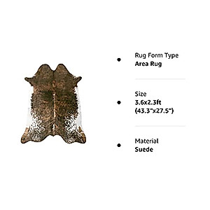 Keeko Faux Cowhide Rug Cute Cow Print Rug, Faux Fur Cow Hide Animal Rugs for Bedroom Living Room Western Home Decor Carpets 2.3x3.6 Feet Saddle Brown