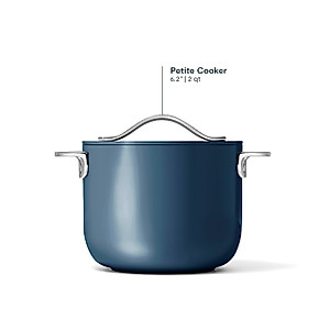 Caraway Petite Cooker - 2 Qt Ceramic Coated Pot - Free From Forever Chemicals - Perfect for Rice, Grains, or Sauces - Navy