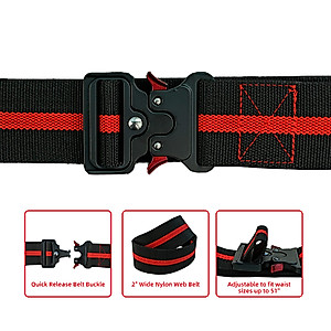 MELOTOUGH 2" Nylon Web Work Belt with Heavy Duty Quick Release Rugged Metal Buckle outdoor men's belt