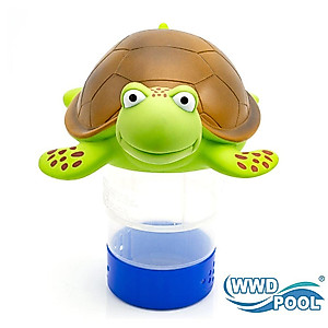 WWD POOL Premium Chlorine Floater, Animal Floating Pool Chlorine Dispenser for Chemical Tablets Fits 3 Inch Tabs Bromine Holder(Turtle)