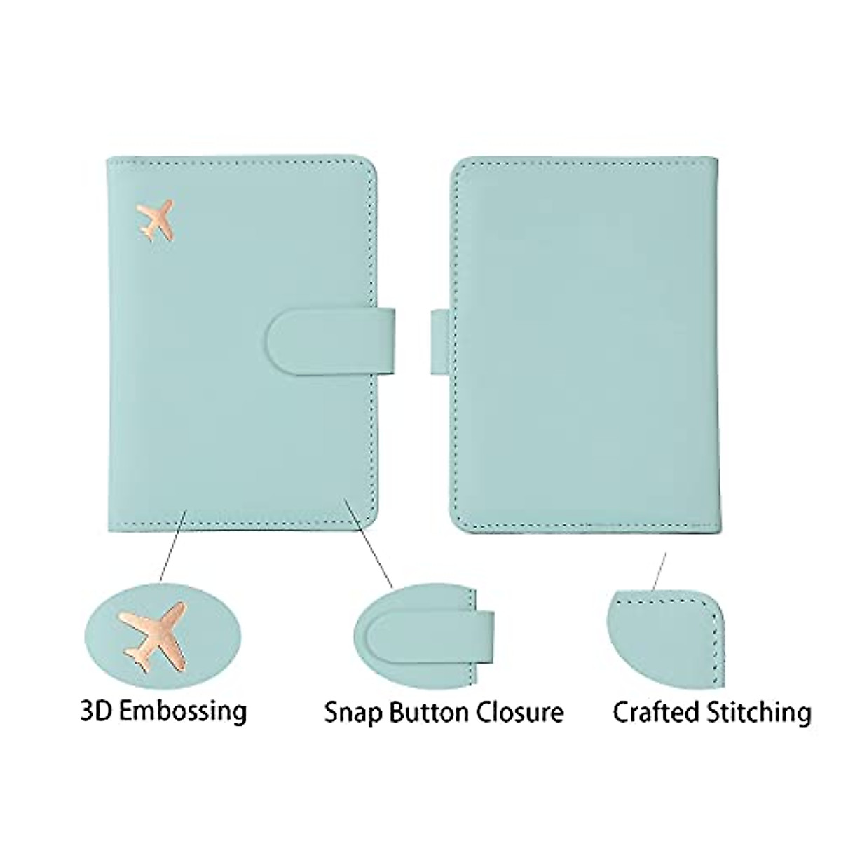 Melsbrinna 2 Pack Passport Holder,Passport Cover Case,Passport Holder with Ideal Holder for Various 4x3 Inch Cards,Rfid Blocking Travel Wallet for Family,Couples,Friends (Pink+Aqua green)