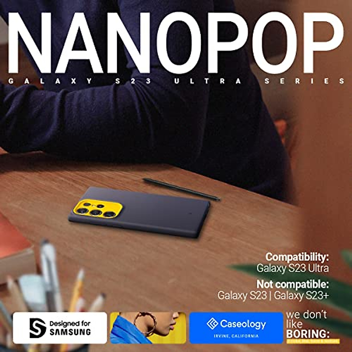 Caseology Nano Pop for Samsung Galaxy S23 Ultra Case 5G (2023) [Military Grade Drop Tested] Dual Layer Silicone Case - Blueberry Navy