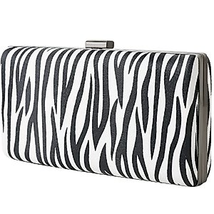 Women Clutch Evening Purses Black - and White Zebra Pattern Wristlet Hobo Bag Crossbody Bag with Chain Strap for Party (Zebra)