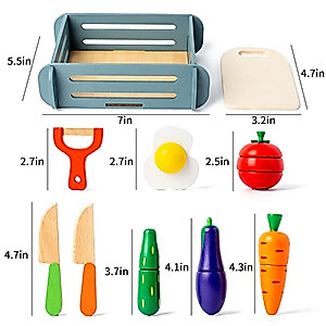 Magnetic Wooden Play Food for Kids Kitchen Cutting Fruits Toys for Toddlers Pretend Vegetables Gift for Boys Girls Educational Toys