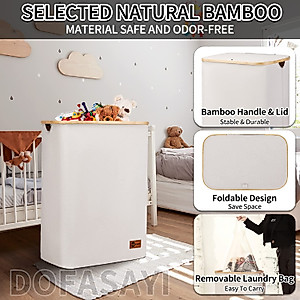 DOFASAYI 150L Laundry Basket With Removable Bag - Tall Hamper With Lid for Bathroom, Dorm - Beige