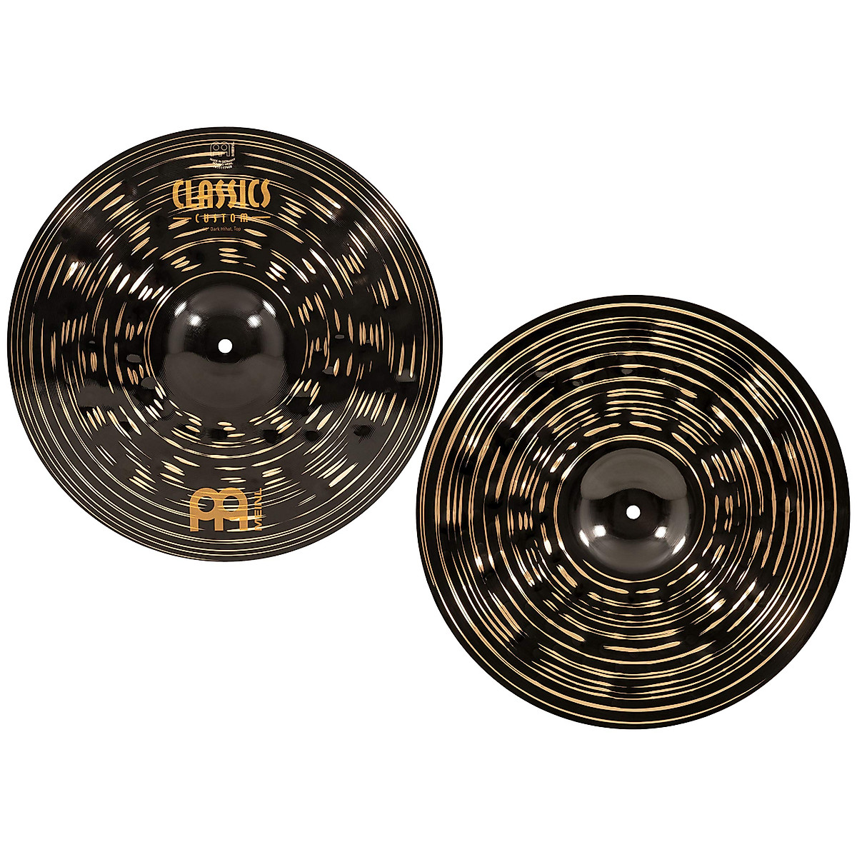 Meinl Cymbals Classics Custom Dark 16" Hihat Cymbals for Drum Set, Pair — Made in Germany — B12 Bronze, 2-Year Warranty (CC16DAH)